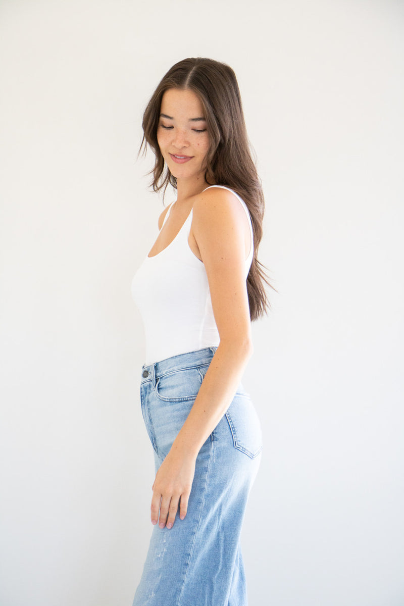 Hannah Square Neck Bodysuit in White – PRIV Collections