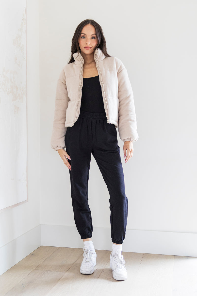 Celine Knit Puffer Jacket in Oat – PRIV Collections