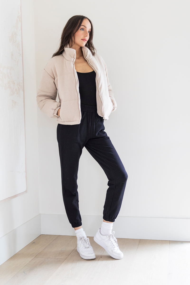 Celine Knit Puffer Jacket in Oat – PRIV Collections